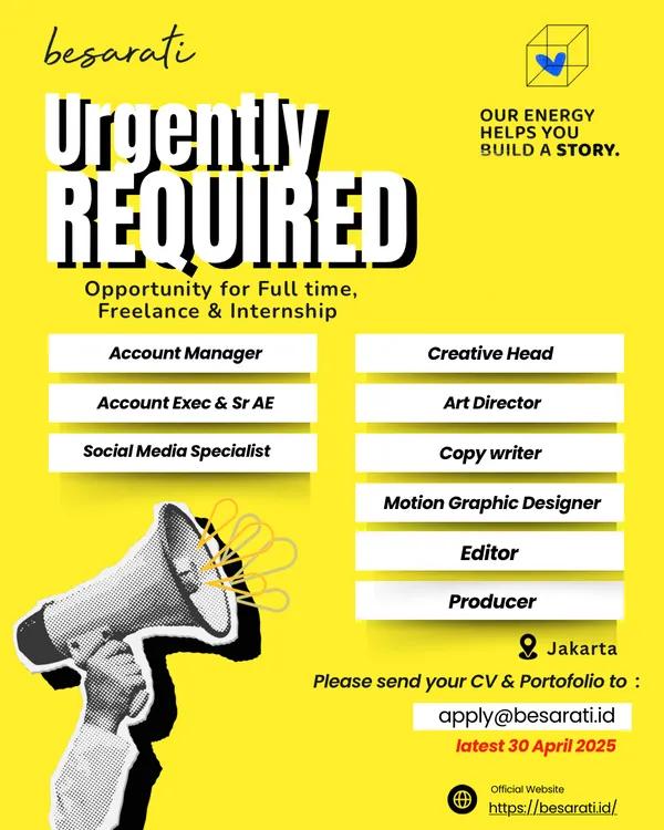 Loker fulltime urgently required hybrid